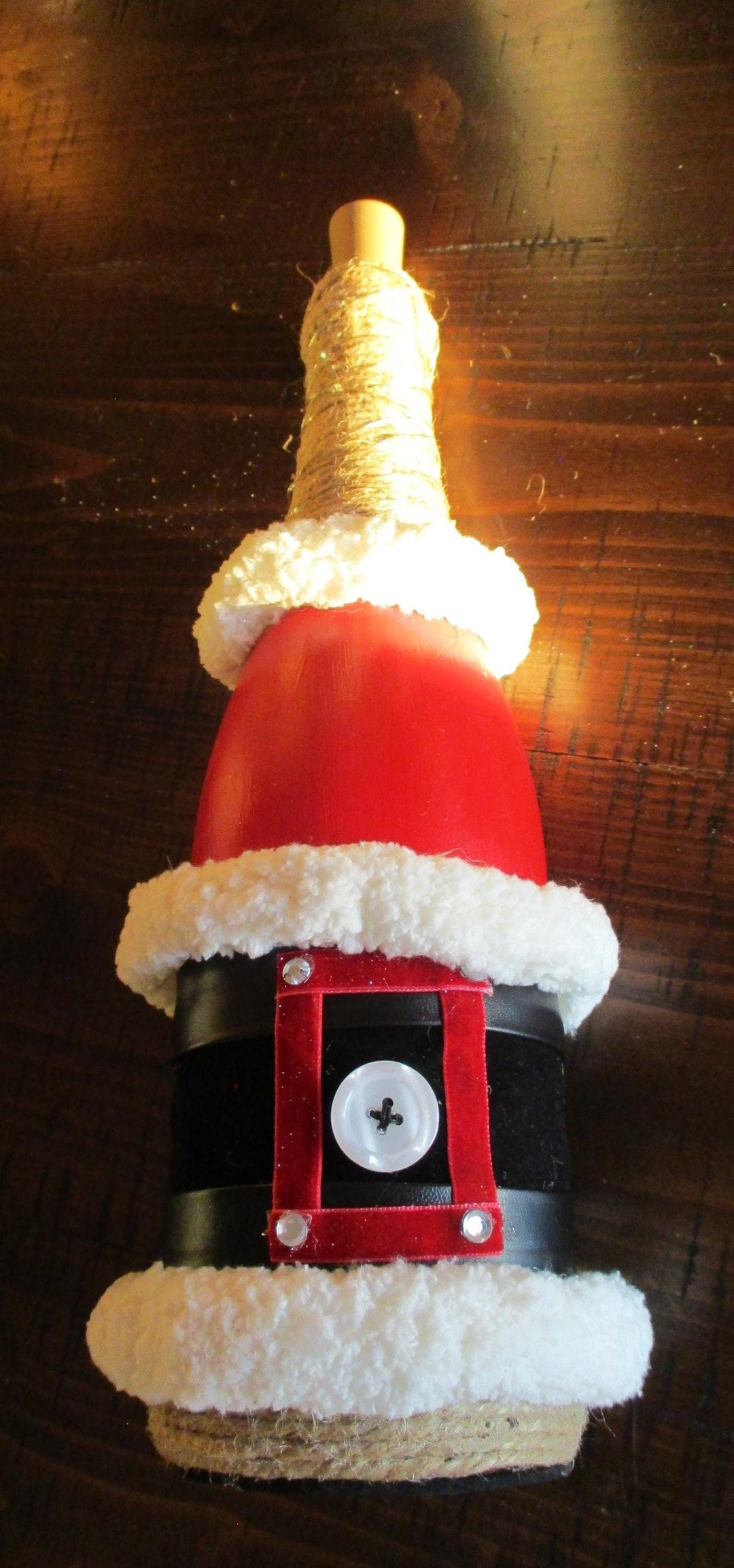 Wine Bottle Santa Claus. Includes Lights for Holiday Bling - Etsy