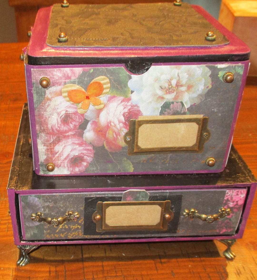 Cigar Box Mini Chest: Made With Two Cigar Boxes. Has Drawer, Lined With ...