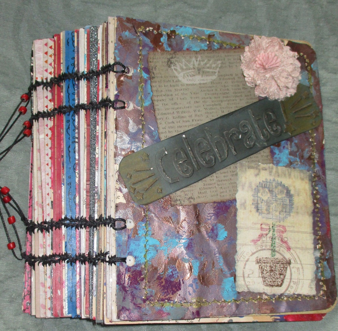 Celebrate Junk Journal Made With Slip Knot Binding Technique - Etsy