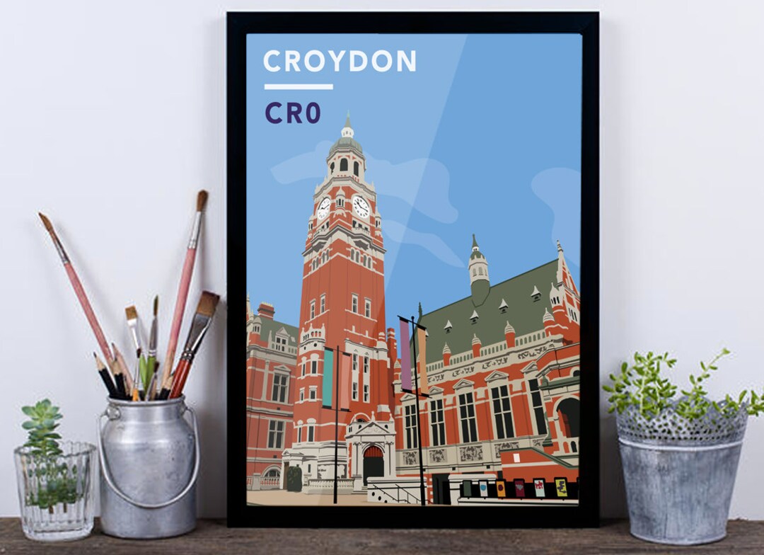 Croydon Clock Tower and Town Hall CR0 Giclée Art Print South London ...