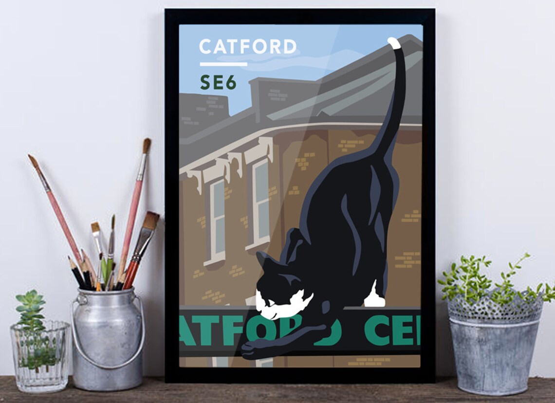 Catford Cat SE6 Giclée Art Print South London Poster - Etsy UK