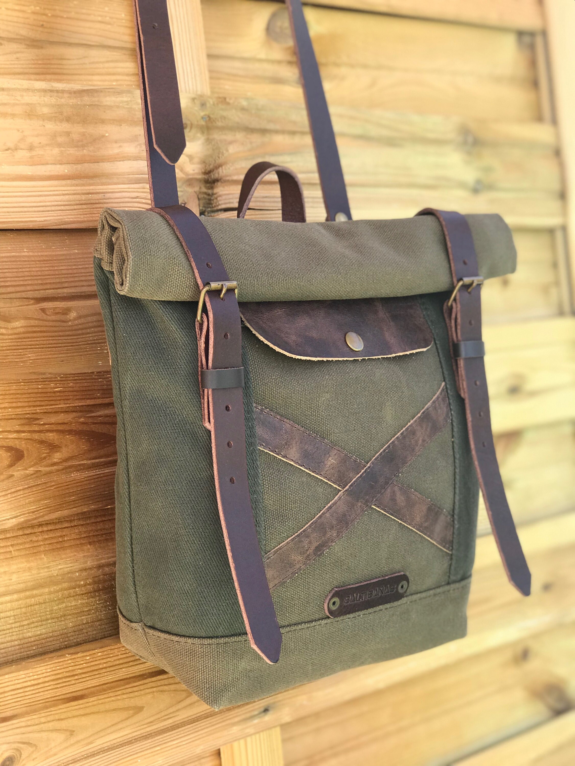 Canvas and Leather Messenger Canvas Messenger Bag Shoulder - Etsy
