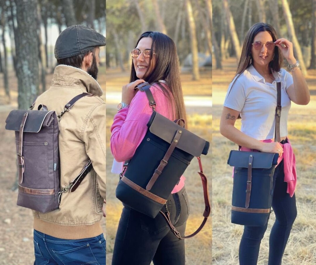 Waterproof Canvas Bicycle Saddlebags, Small Canvas Backpack, Waxed ...