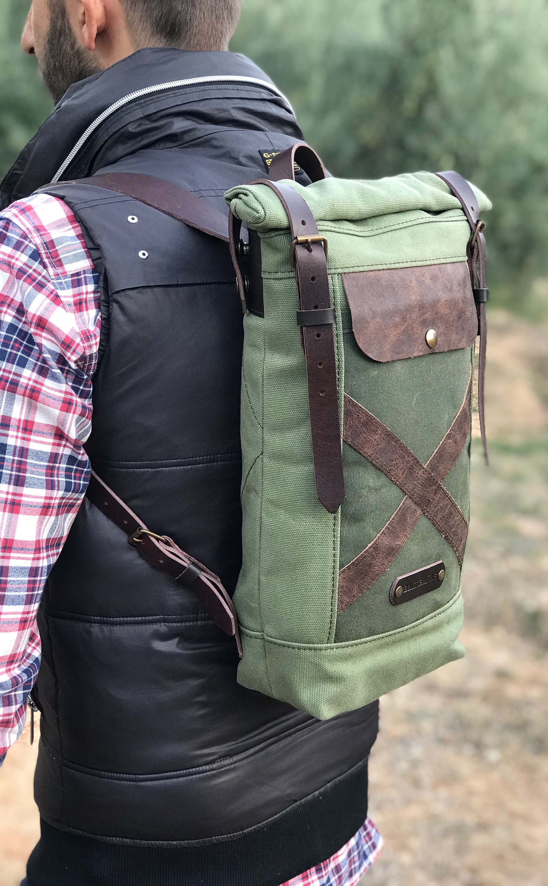 Daily Waxed Canvas Backpack Small Canvas Backpack for Work | Etsy
