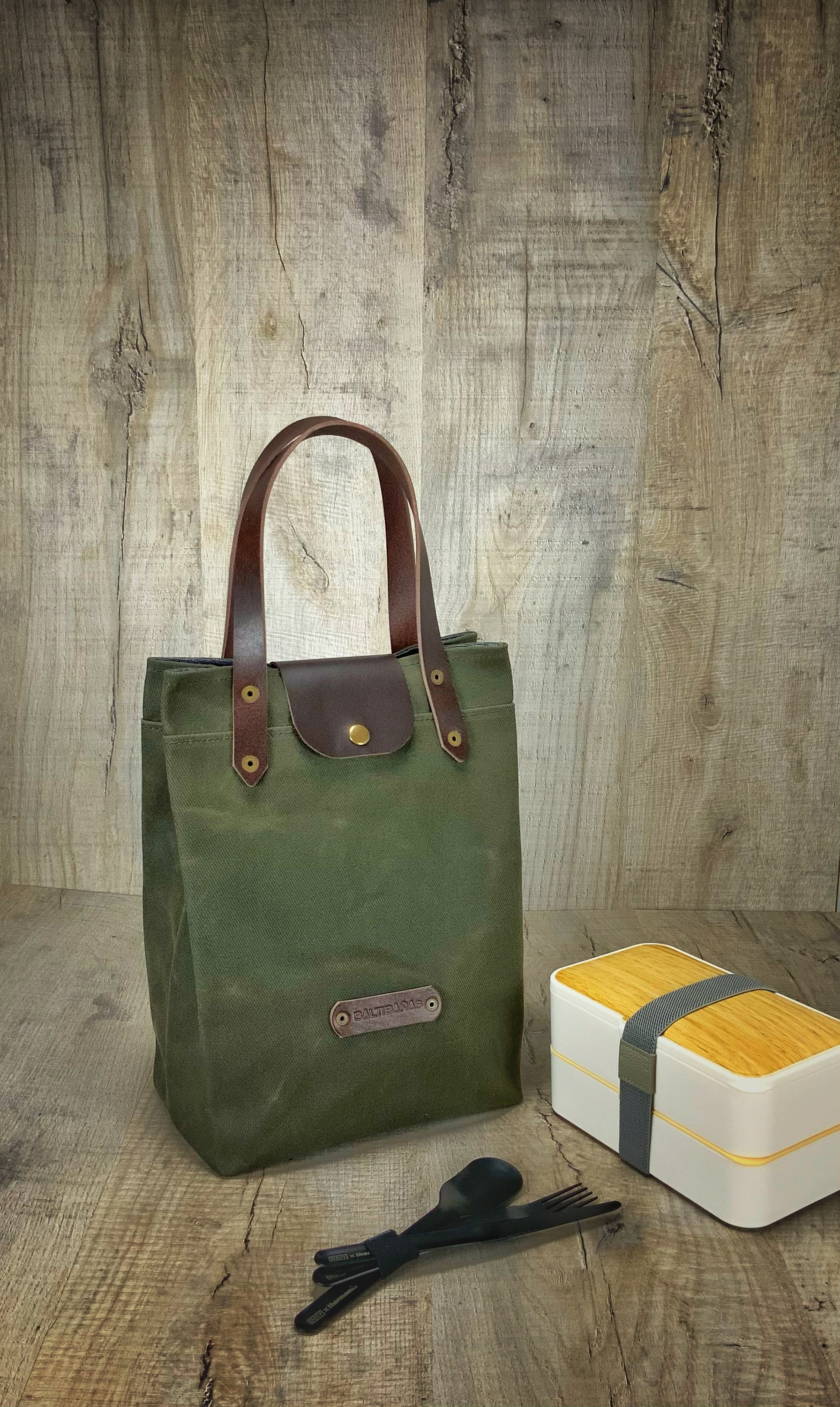 Reusable and Waterproof Green Lunch Bag, Waxed Lunch Bag for Work ...