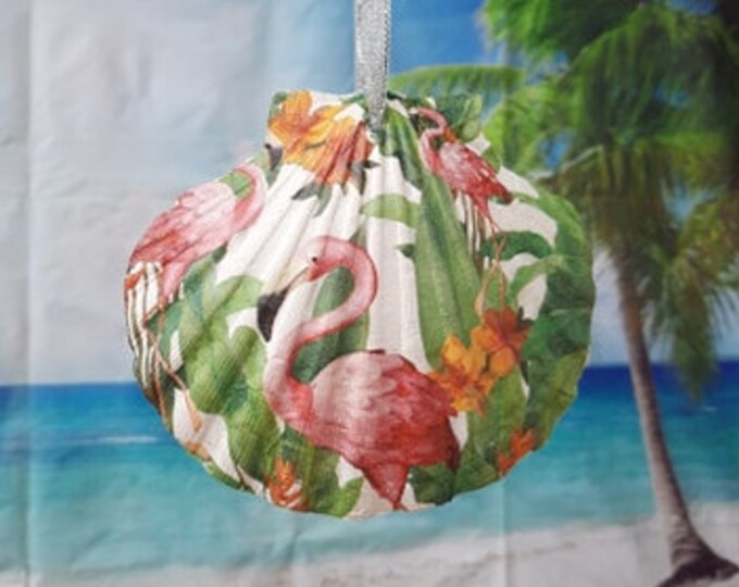Pink Flamingo Giant Scallop Shell Decoration for Hanging - Etsy