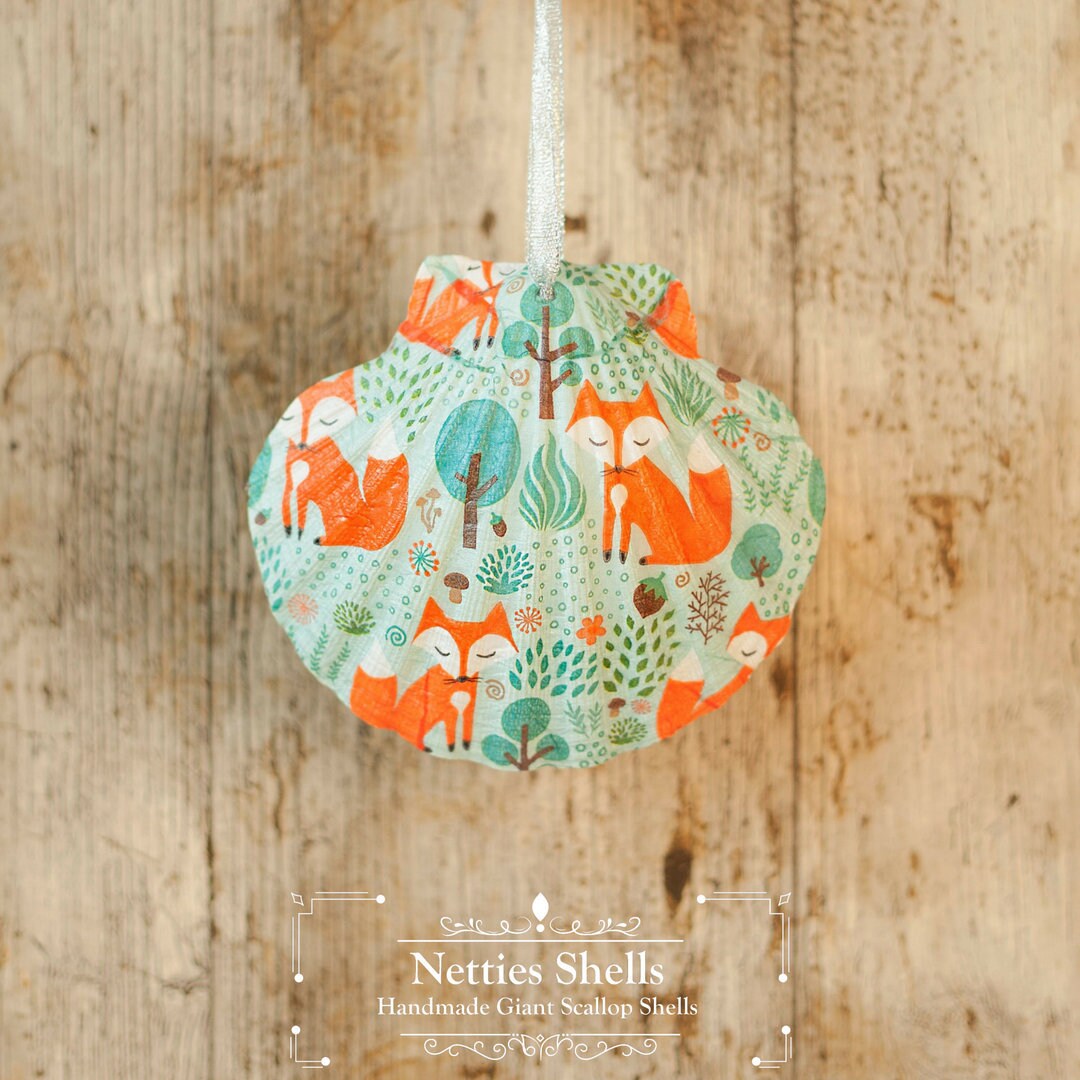 Hanging Fox Decoration on a Giant Scallop Shell by Netties - Etsy