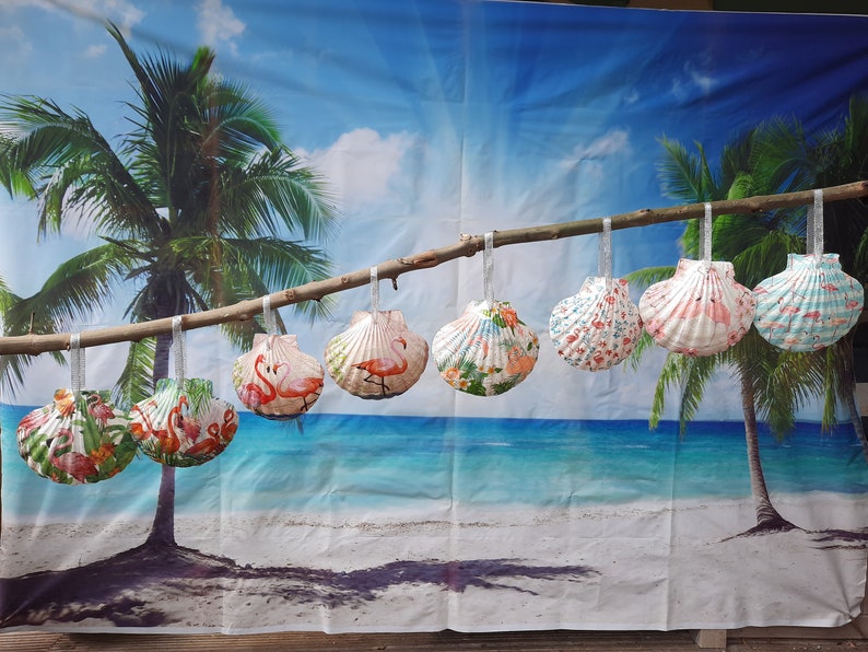 Pink Flamingo Giant Scallop Shell Decoration for Hanging | Etsy