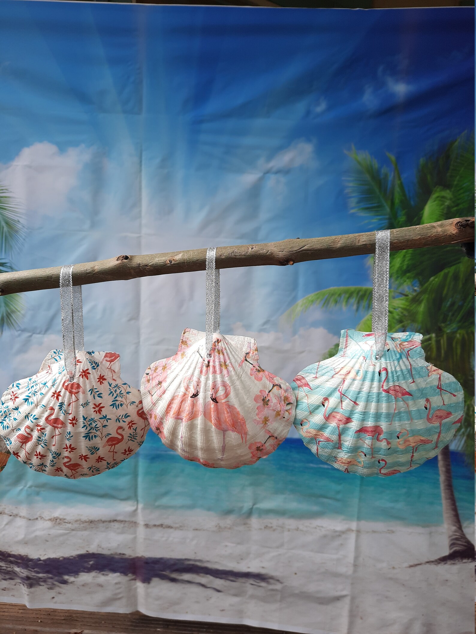 Pink Flamingo Giant Scallop Shell Decoration for Hanging - Etsy