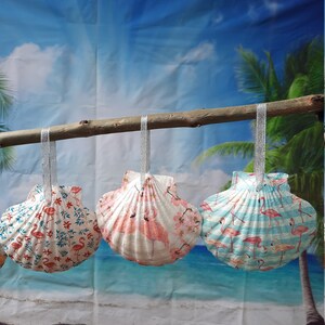 Pink Flamingo Giant Scallop Shell Decoration for Hanging - Etsy