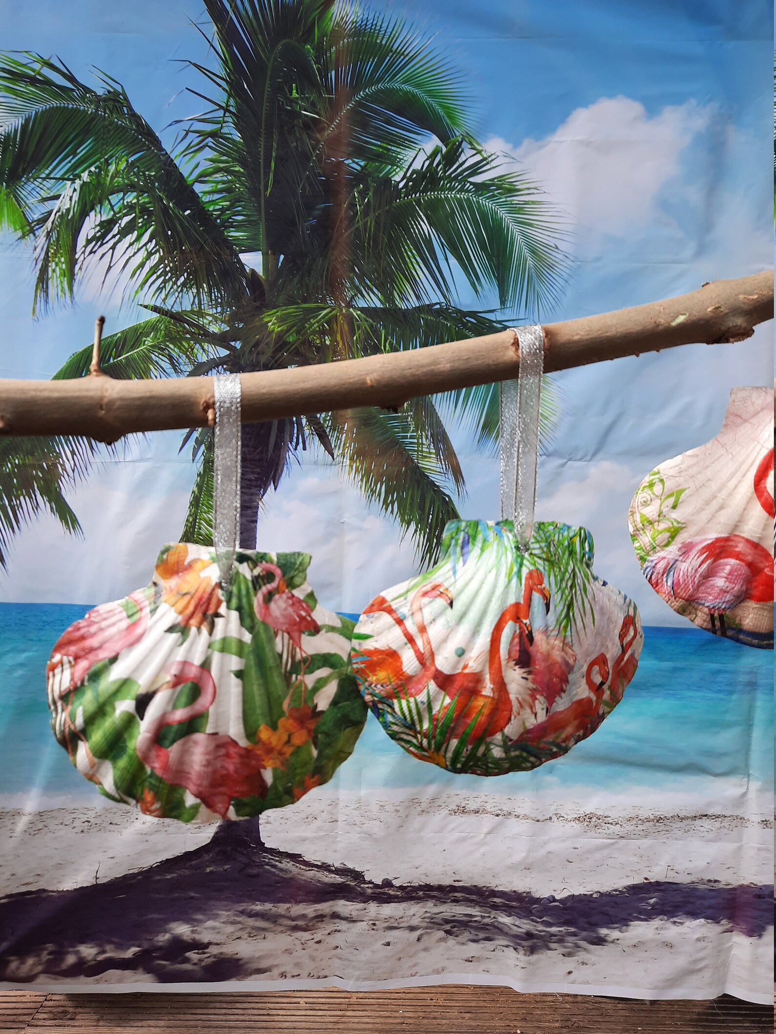 Pink Flamingo Giant Scallop Shell Decoration for Hanging | Etsy