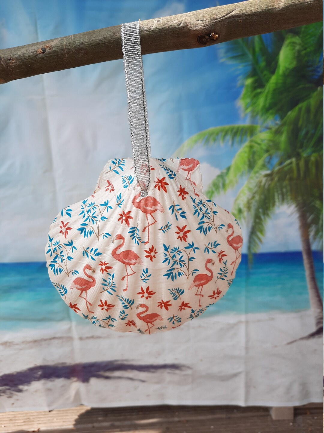 Pink Flamingo Giant Scallop Shell Decoration for Hanging - Etsy