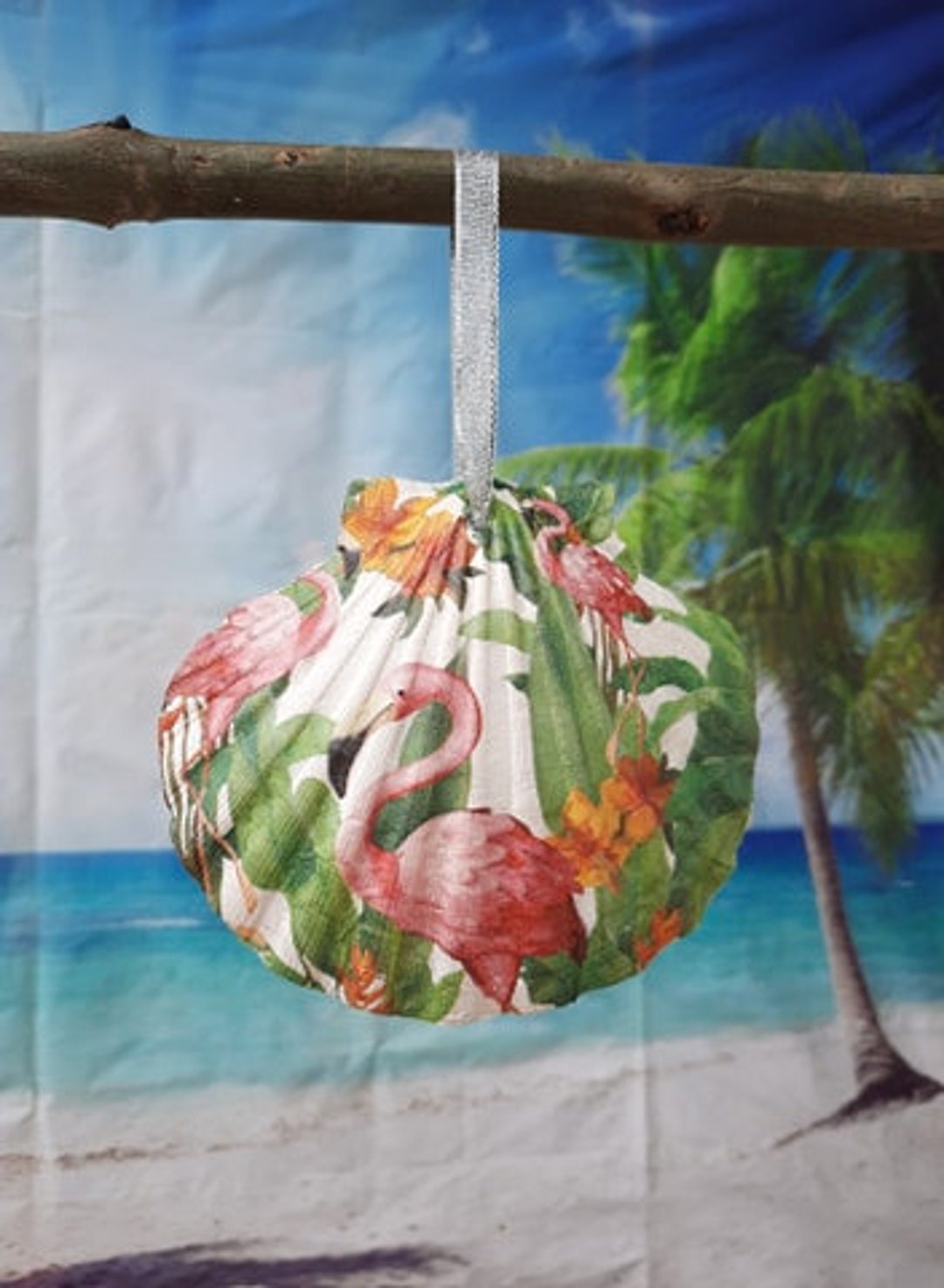 Pink Flamingo Giant Scallop Shell Decoration for Hanging Inside or ...