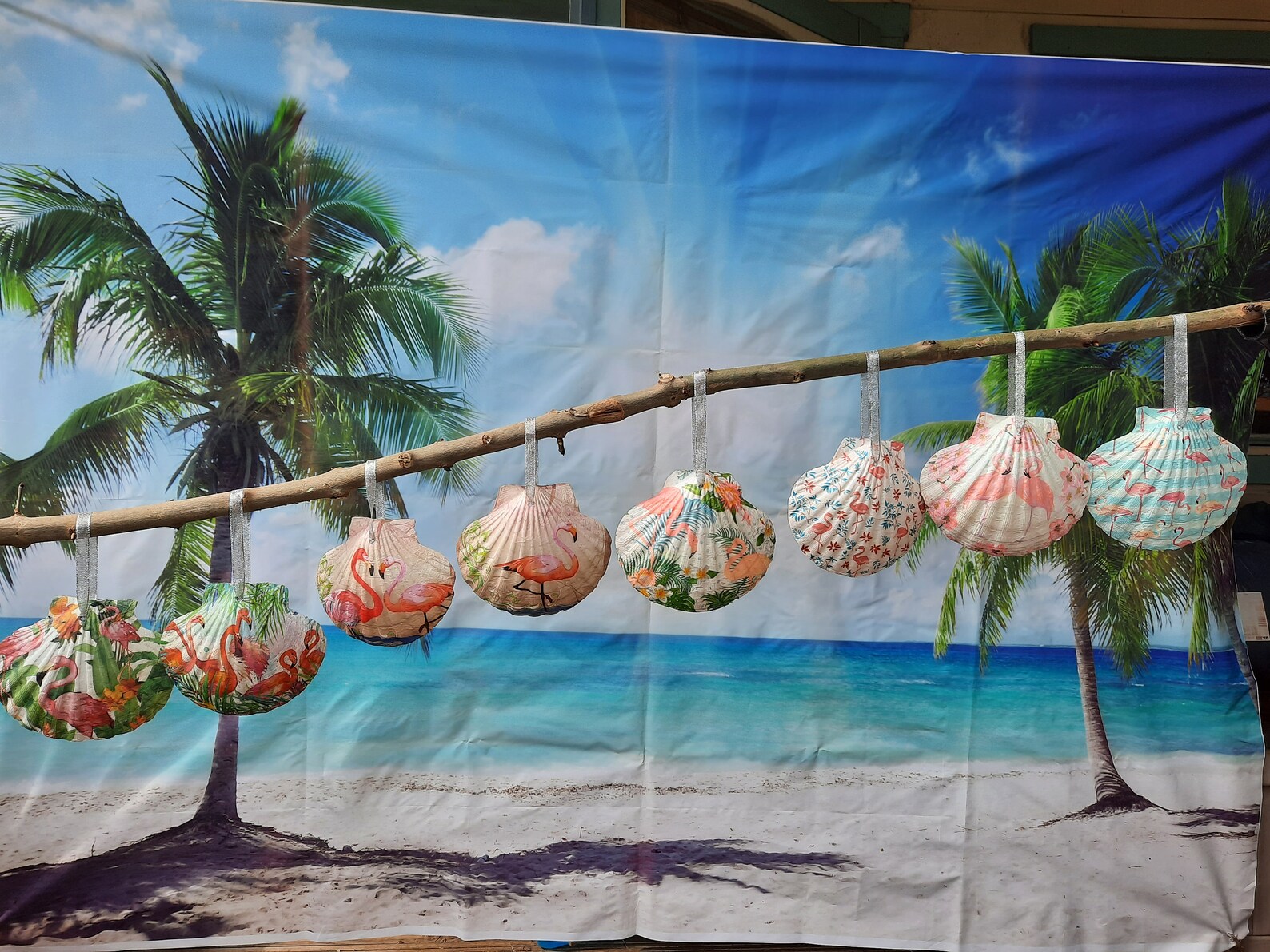 Pink Flamingo Giant Scallop Shell Decoration for Hanging - Etsy