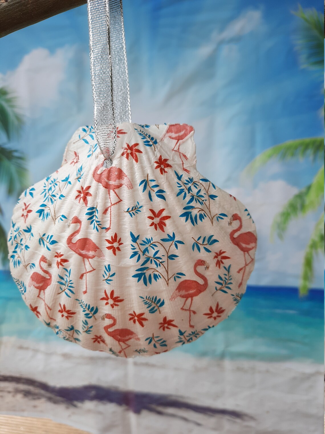 Pink Flamingo Giant Scallop Shell Decoration for Hanging - Etsy