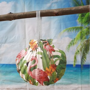 Pink Flamingo Giant Scallop Shell Decoration for Hanging Inside or ...