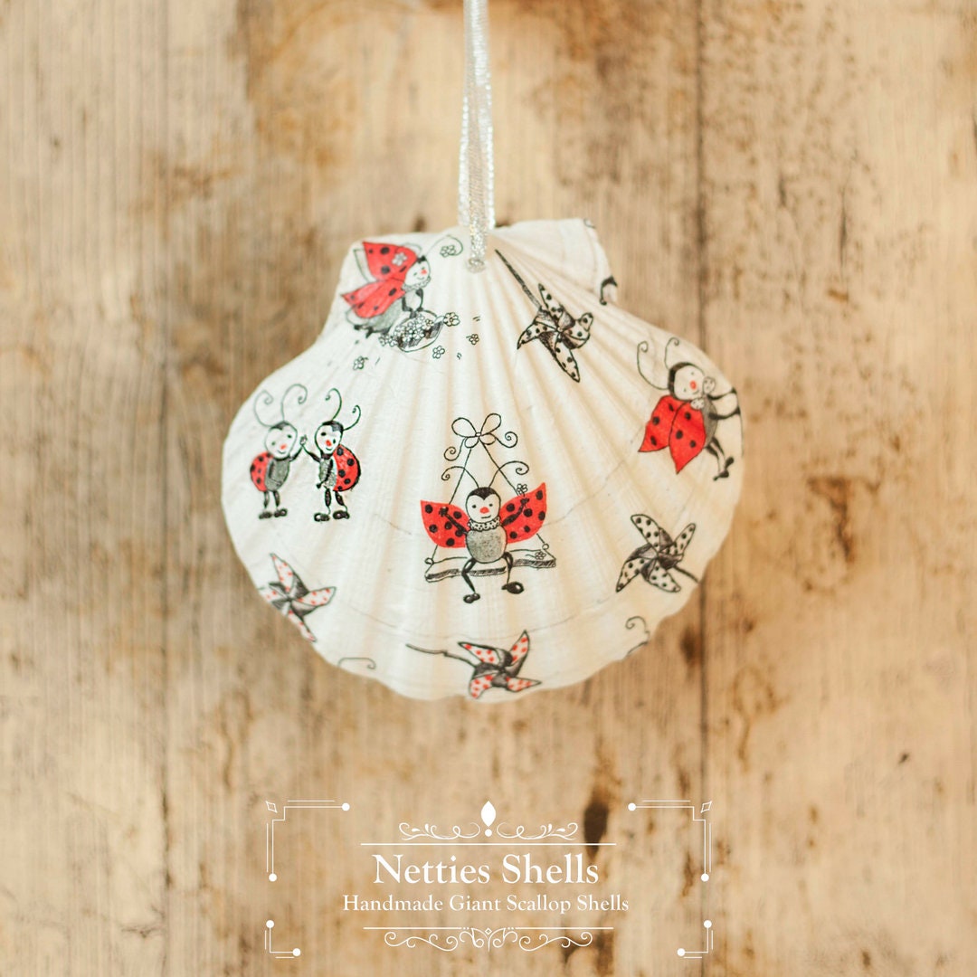 Hanging Ladybird Decoration on a Giant Scallop Shell by - Etsy