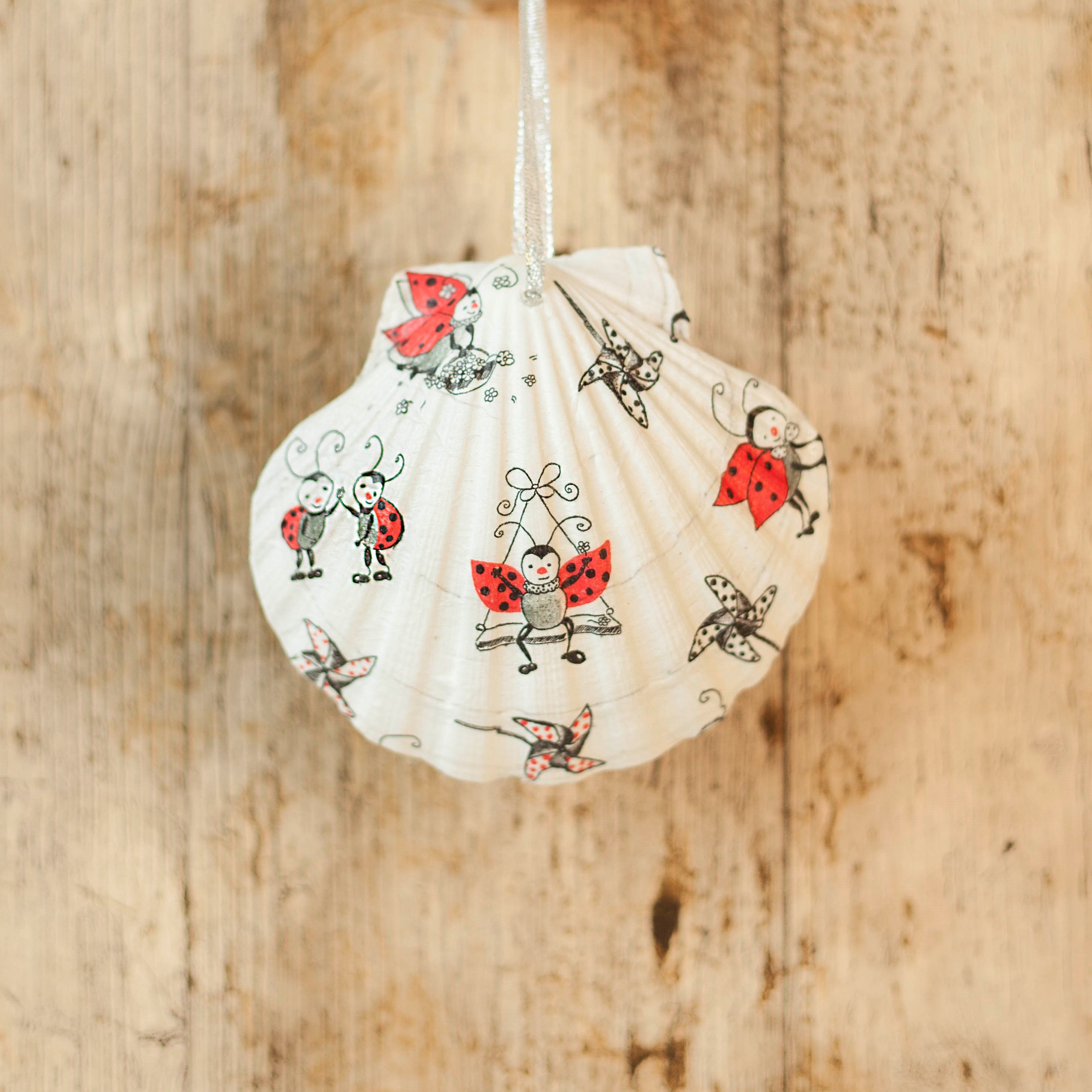 Hanging Ladybird Decoration on a Giant Scallop Shell by - Etsy