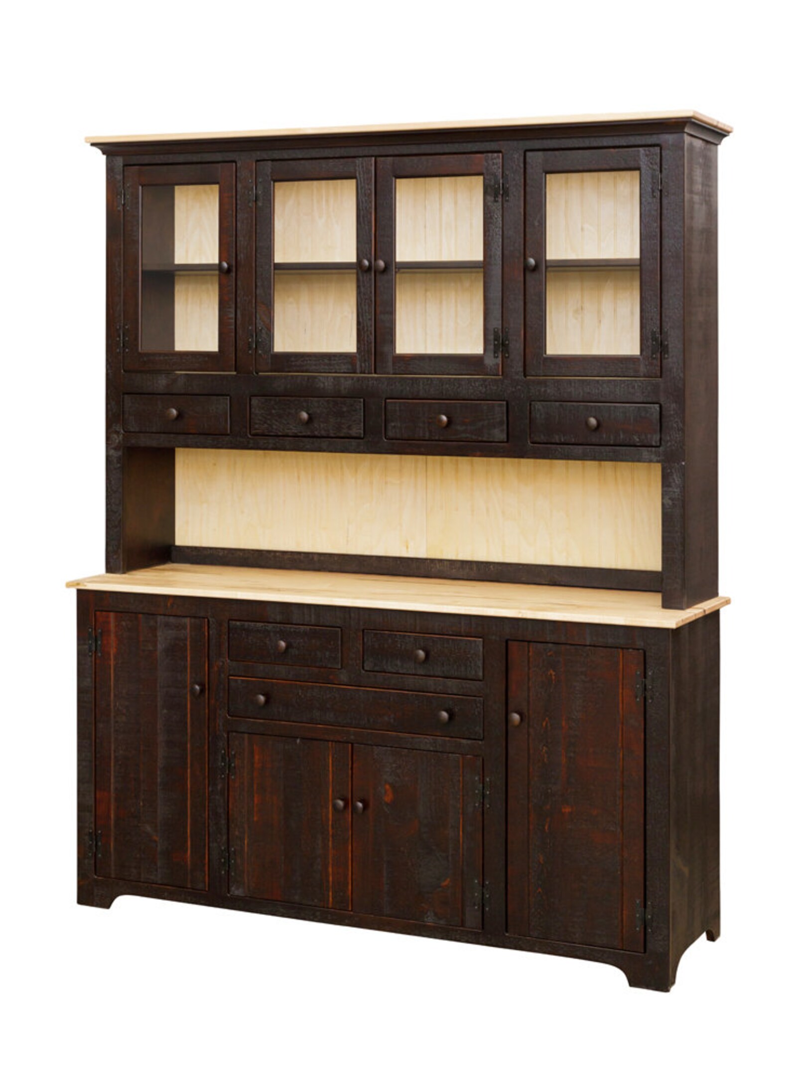 Colonial Amish Large 4-door Dining Hutch American Made China Cabinet ...