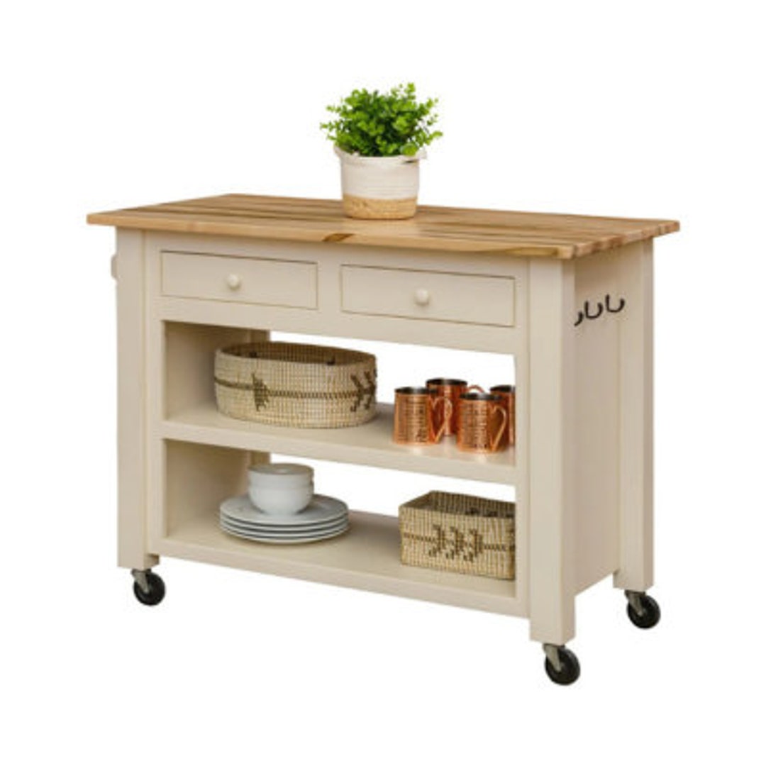 Ranch House Rustic Style Amish Serving Cart With Wormy Maple Top Free ...