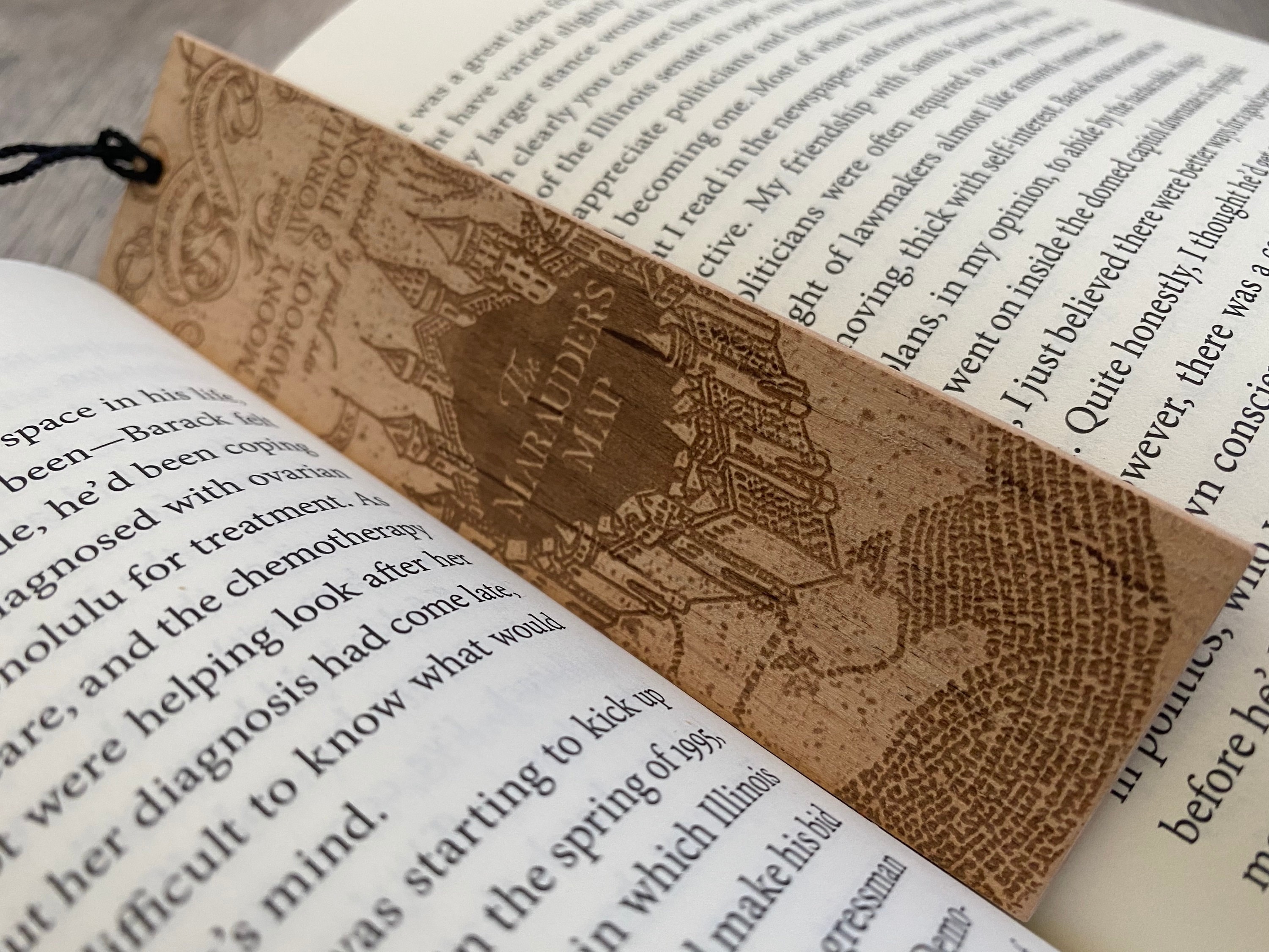 Wood Marauder's Map Bookmark - Etsy