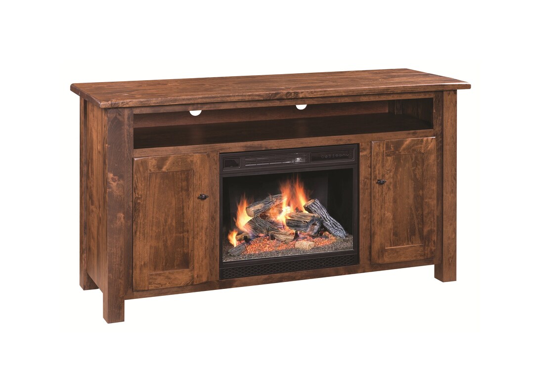 Barn Floor - Amish Handcrafted TV Console With Electric Fireplace ...