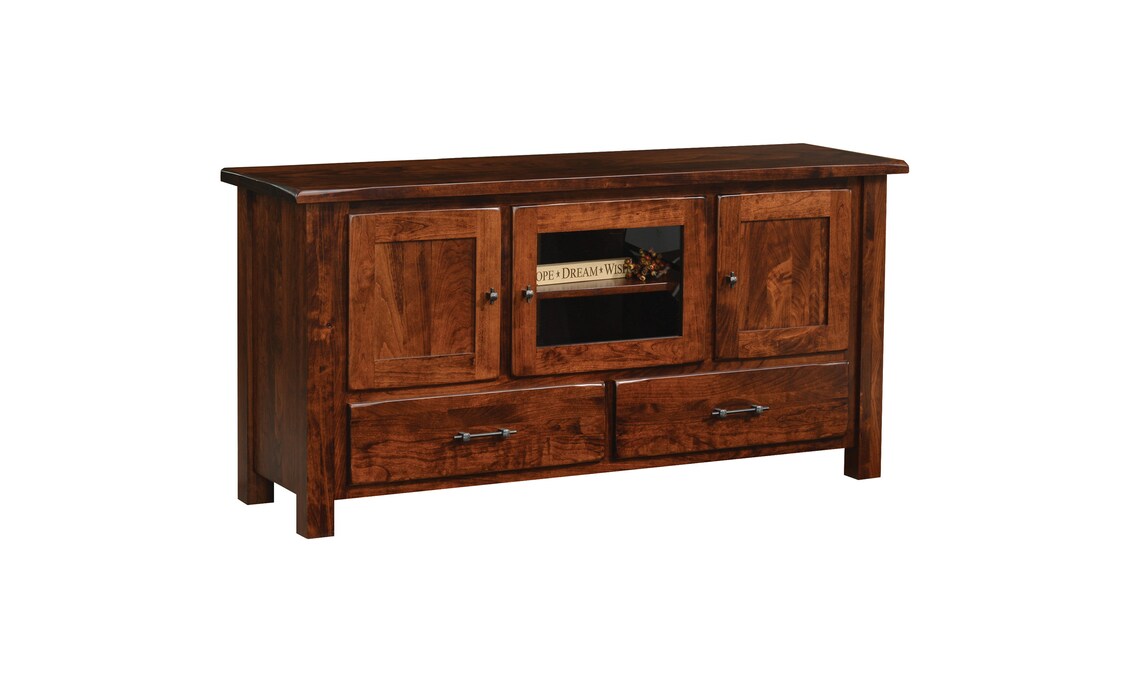 Amish Handcrafted - Barn Floor TV Console - Rustic Cherry - FREE ...