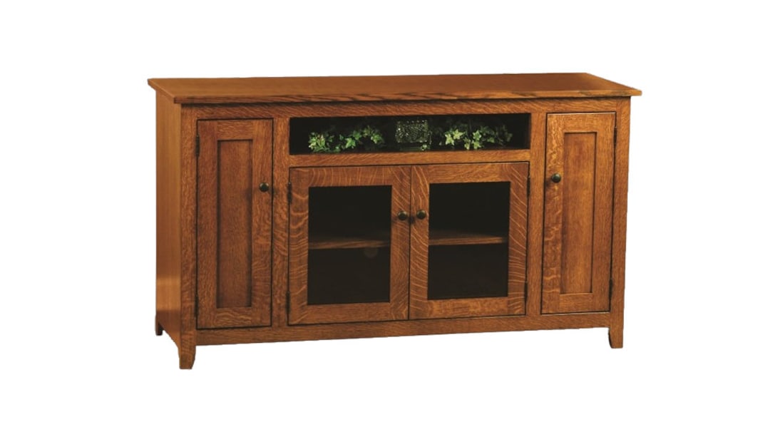 Amish Handcrafted - Modern Mission TV Console - Quarter Sawn White Oak ...