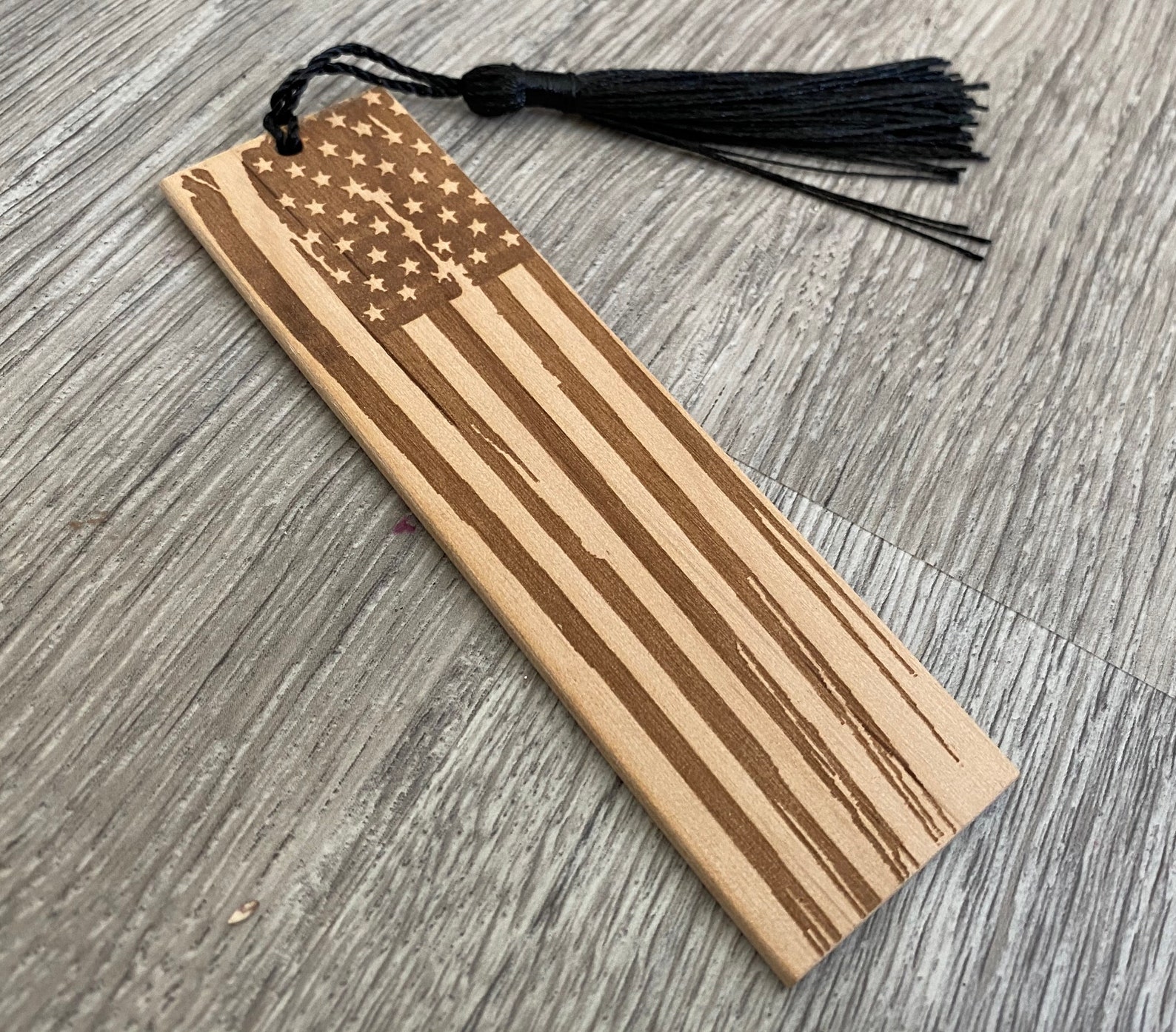 Distressed American Flag Wood Bookmark - Etsy