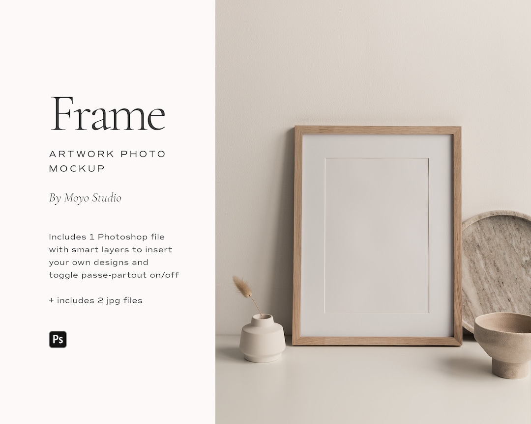 Frame Mockup, Minimalist Frame Mockup, Blank Frame Mockup, Wood Frame ...