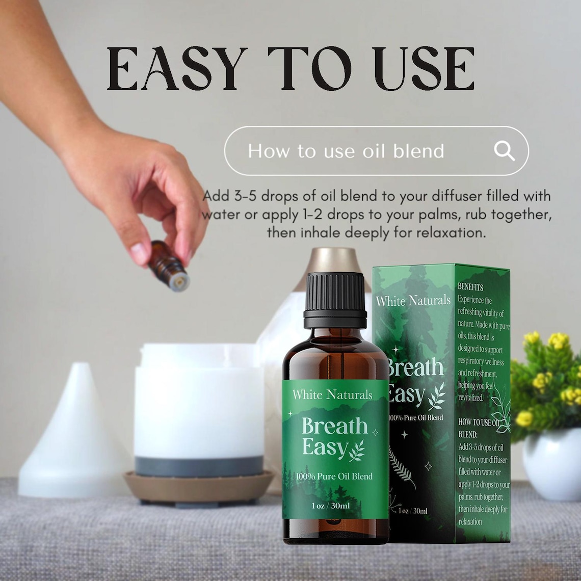 Breathe Easy Essential Oil Blend, 100% Pure Aromatherapy Oil (1oz) - Etsy