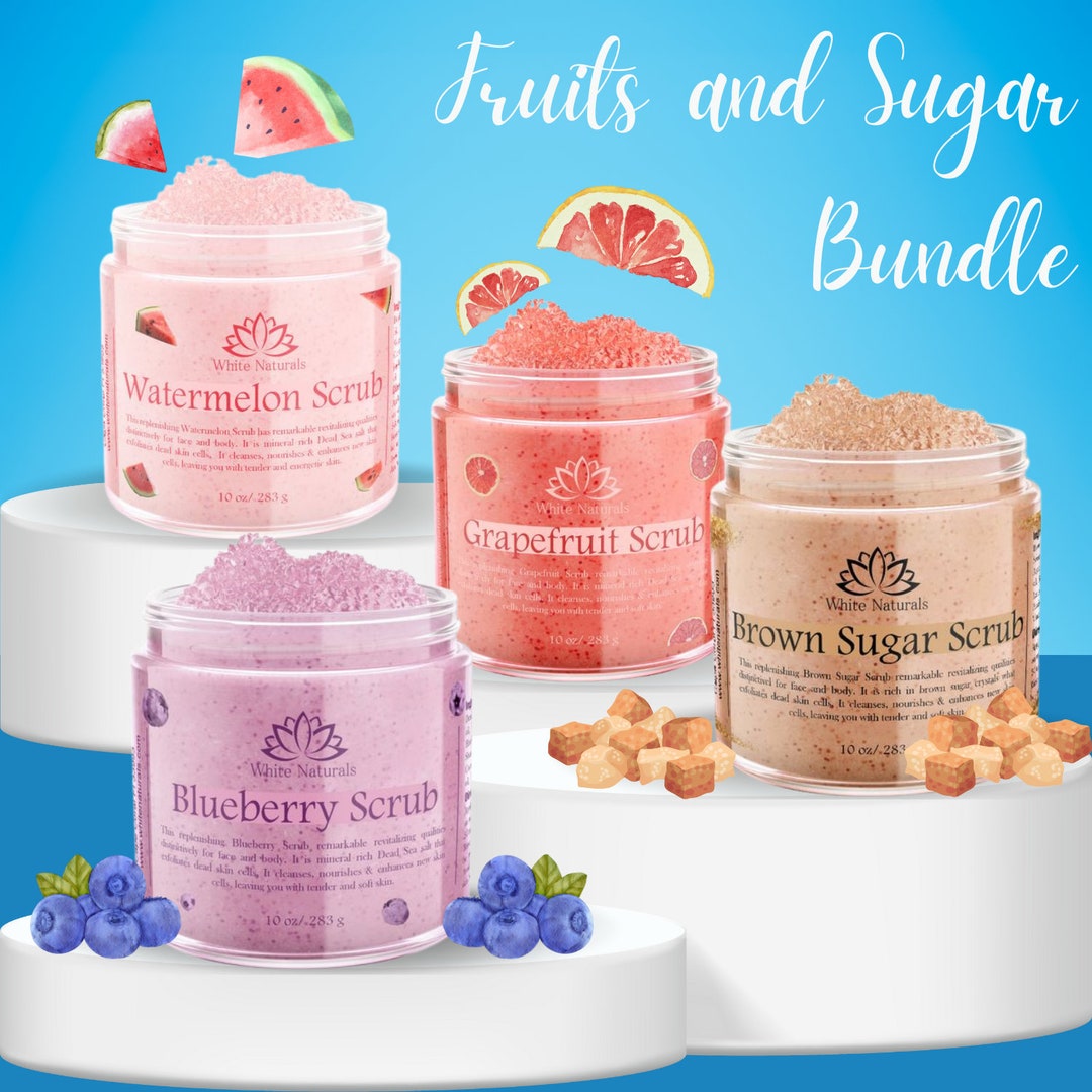 Body Scrub Set of 4: Himalayan Scrub, Grapefruit Scrub, Blueberry Scrub ...