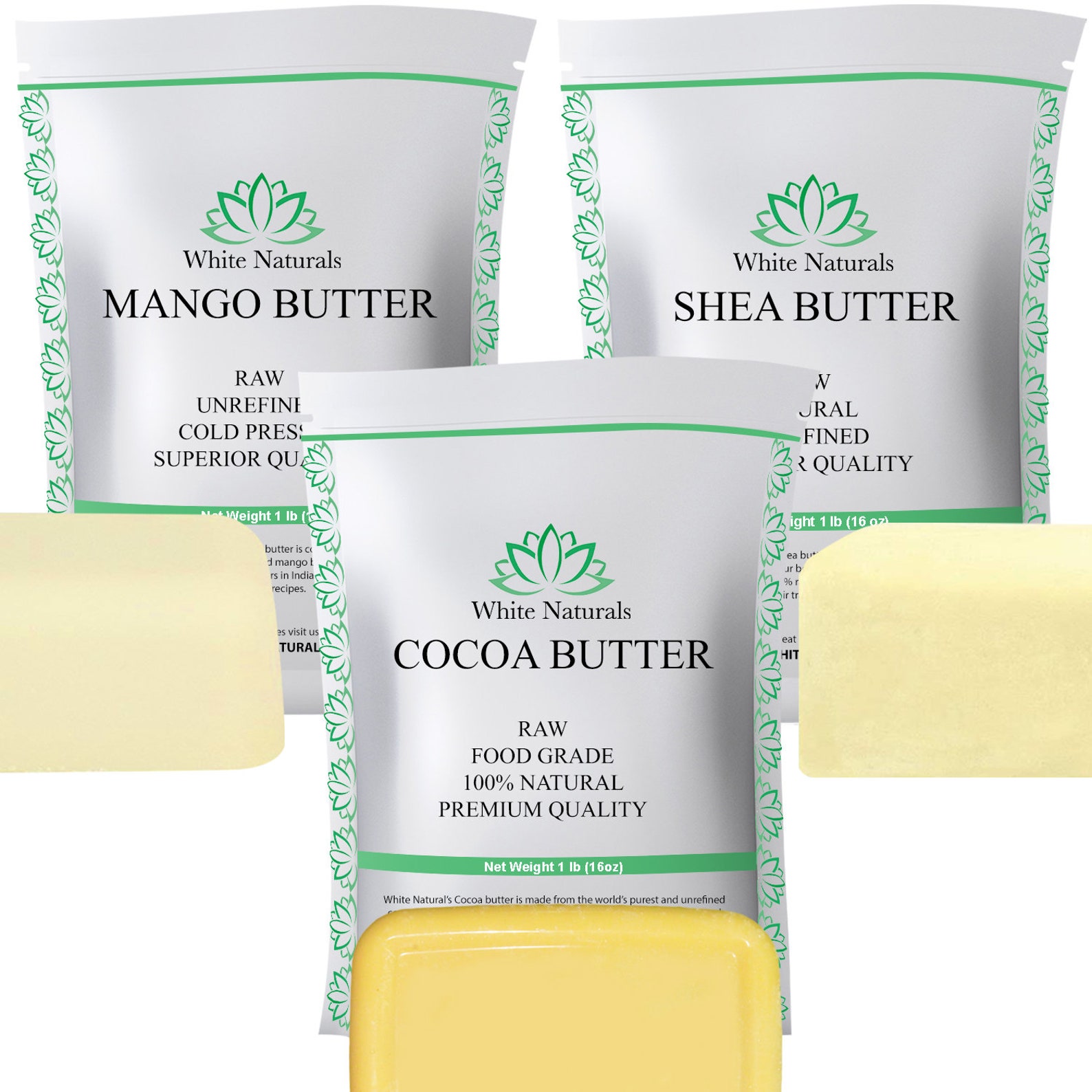 Shea Butter Cocoa Butter Mango Butter Set Each Butter is 1 | Etsy