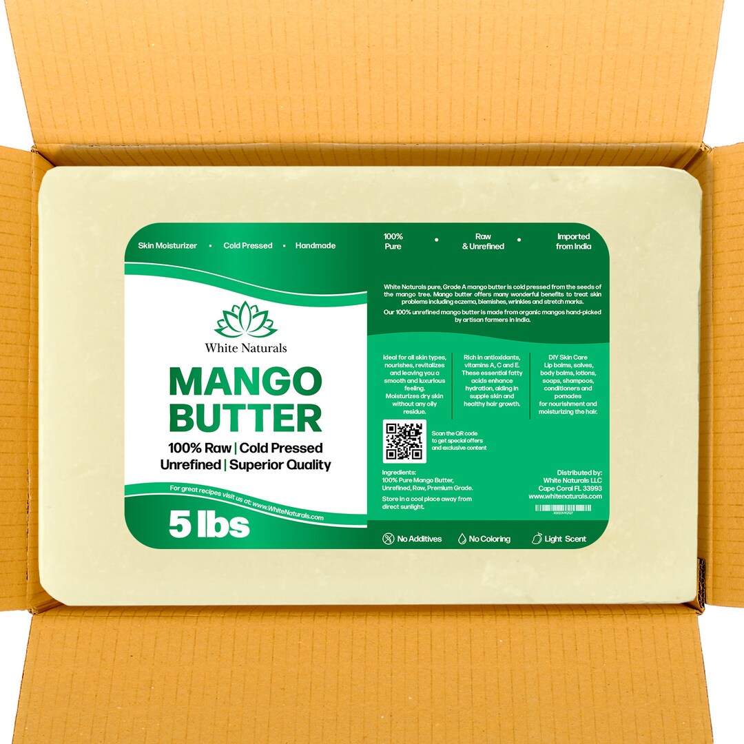 Bulk Unrefined Mango Butter 5 Lb Raw, 100% Pure, Organic, Superior ...