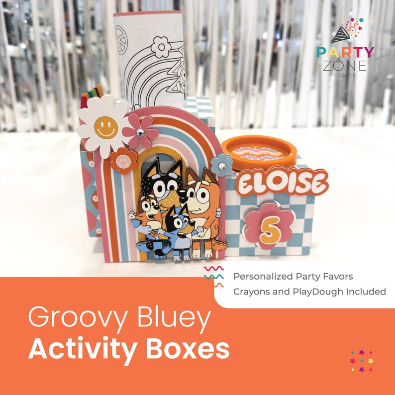Groovy Girly Bluey Activity Boxes, Decorated Boxes, Coloring Party ...