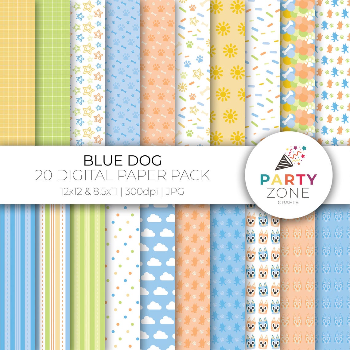 Bluey Digital Paper Pack, Bluey Dog Birthday, Bluey & Bingo Party ...