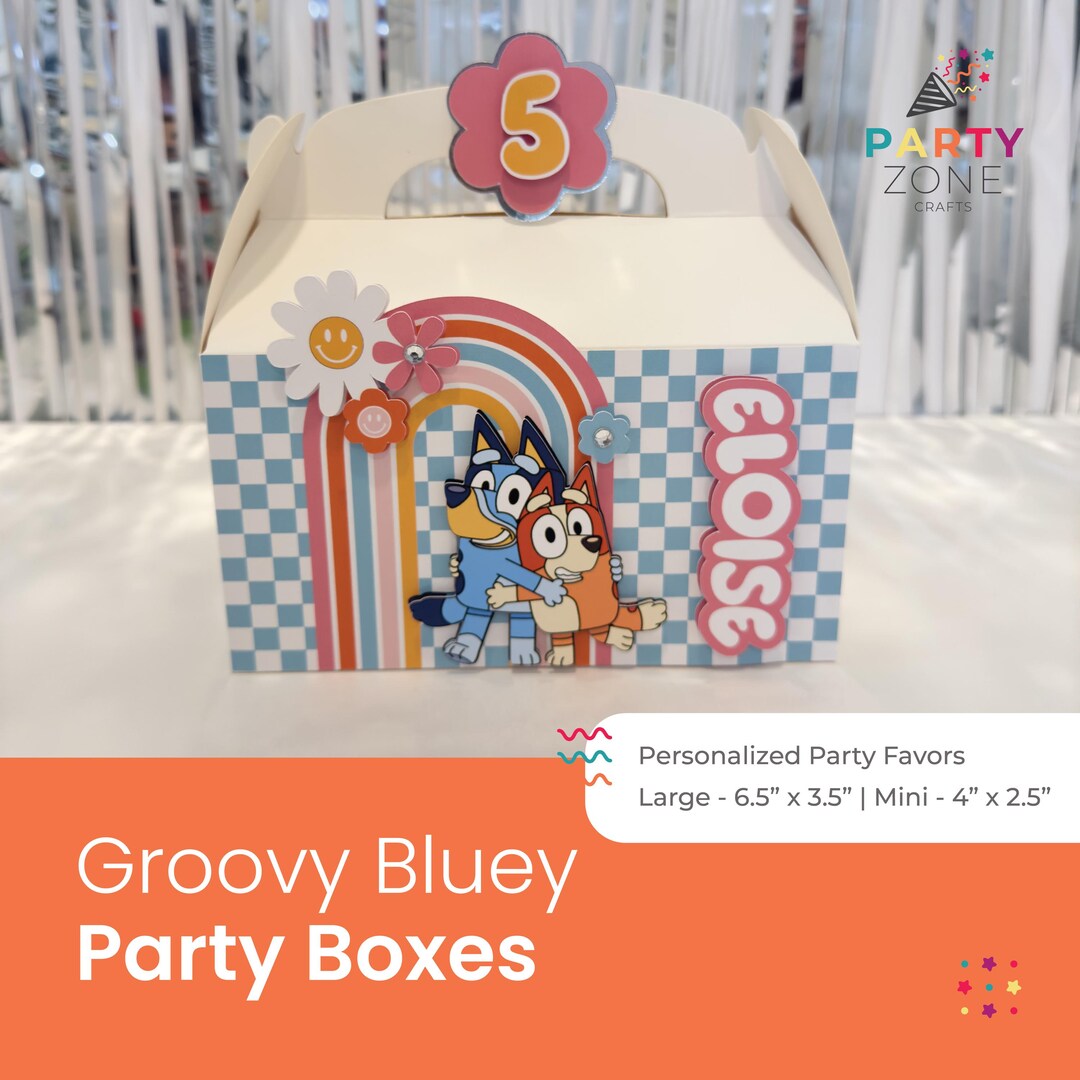 Bluey Groovy Girly Gable Boxes, Decorated Boxes, Bluey & Bingo Party ...