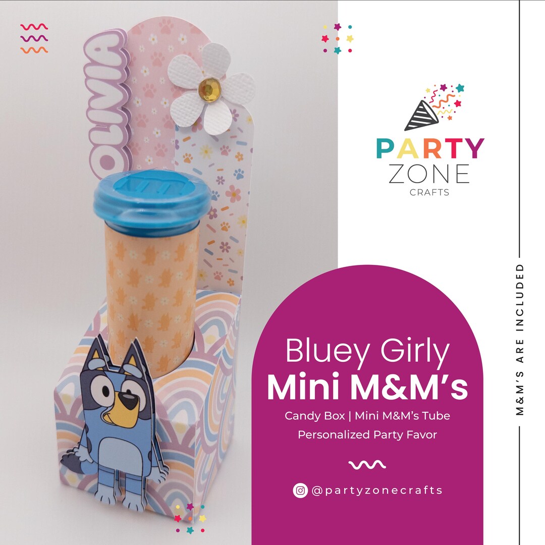 Personalized Girly Bluey Mini M&M Candy Box, Party Favor Box, Candy Box ...