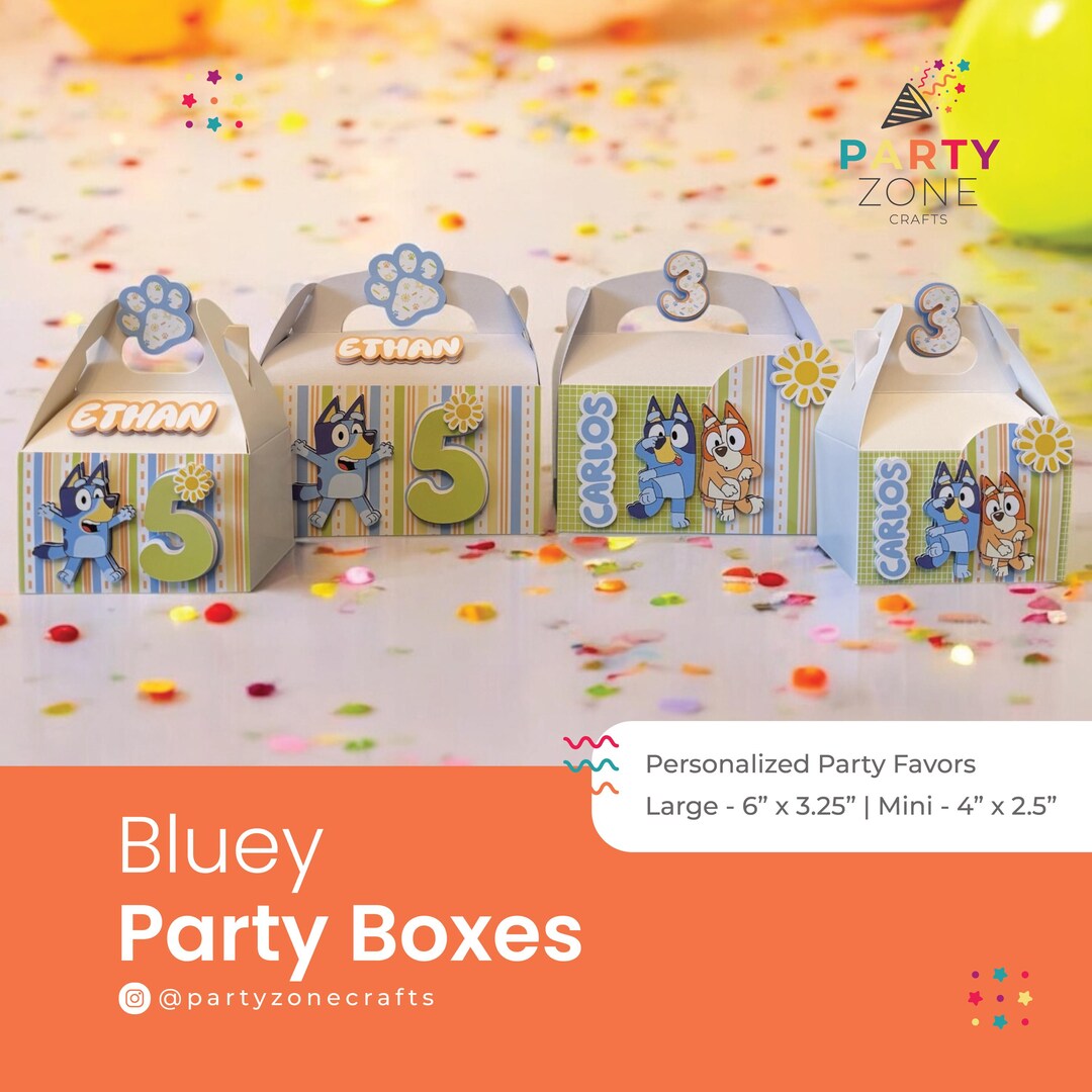 Bluey Gable Boxes, Decorated Boxes, Bluey & Bingo Party Favors, Made to ...