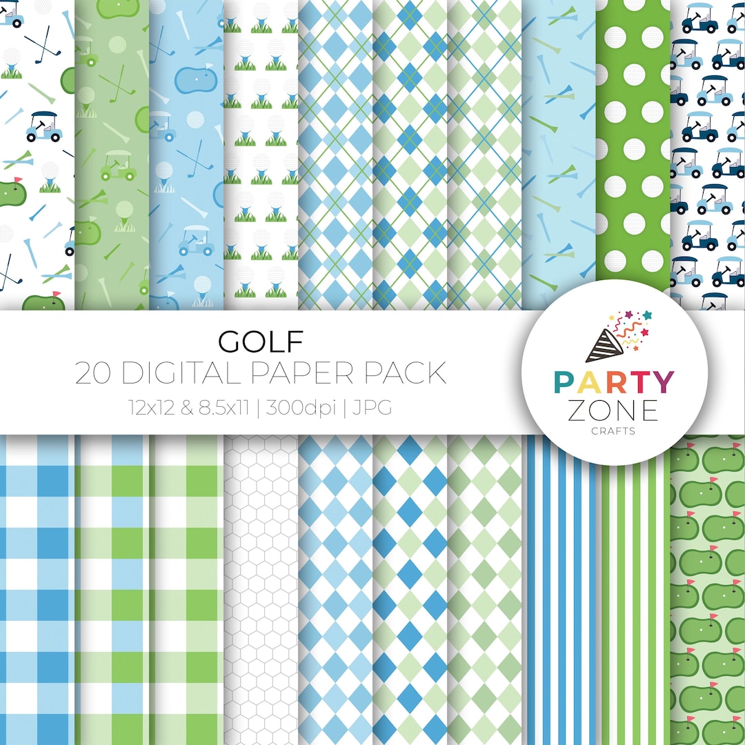 Golf Digital Paper Pack, Golf Birthday, Baby Shower, Golf Party Favors ...