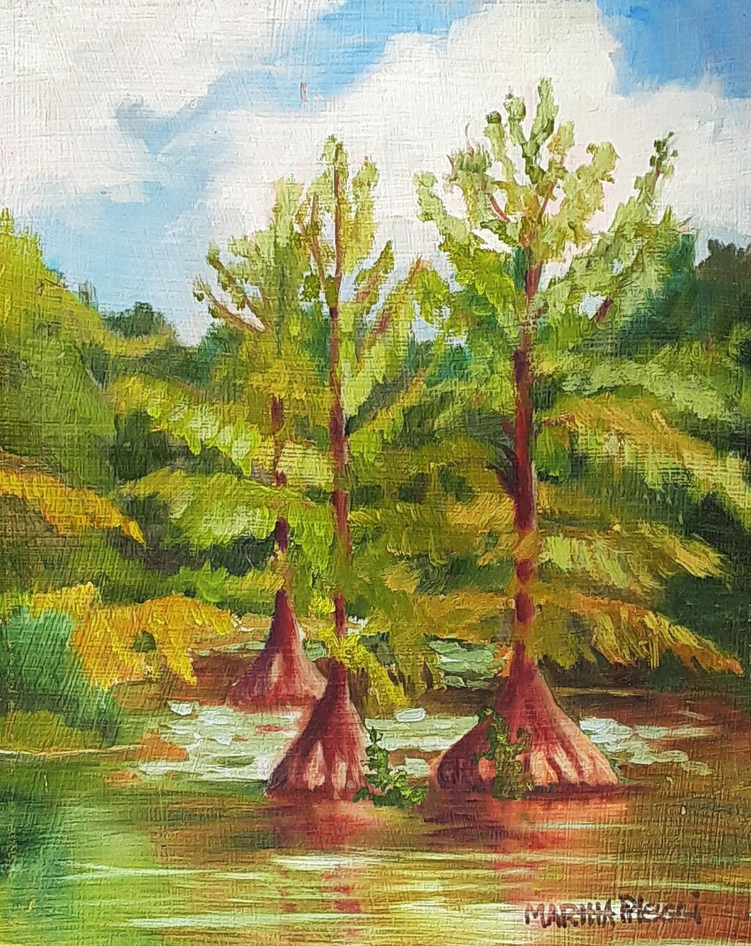 Bald Cypress Oil Painting: Trap Pond State Park Landscape, Framed - Etsy