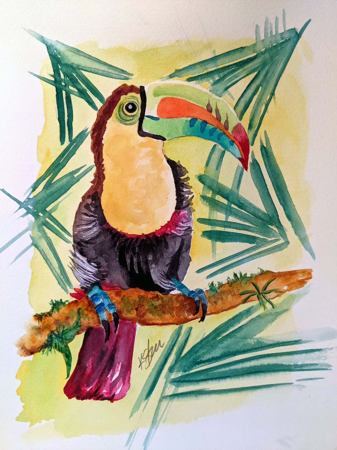 Original Watercolor Painting: Toucan Can - Etsy