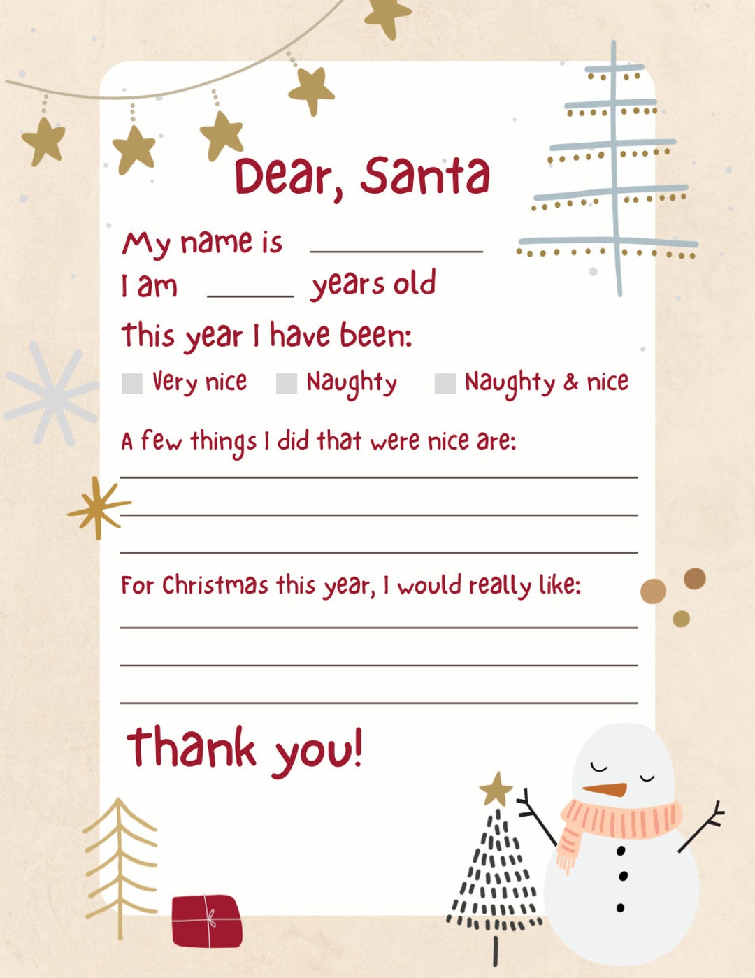 EDITABLE Kid Letter to Santa Santa Reply Letter Printable - Etsy