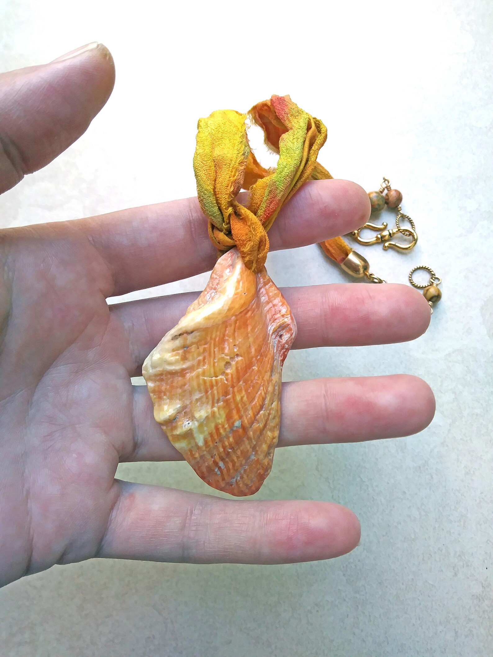 Spiny Oyster Shell Handcrafted Silk Cord Necklace-phoenix Wing - Etsy