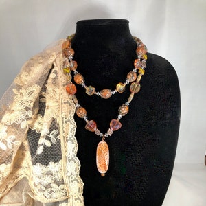 Fire Agate Pendant- Carnelian Necklace Set - Flashy Orange Artisan ...