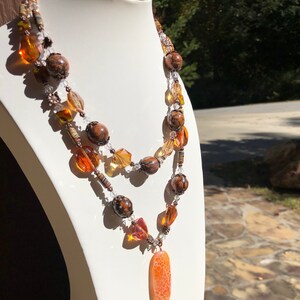 Fire Agate Pendant- Carnelian Necklace Set - Flashy Orange Artisan ...