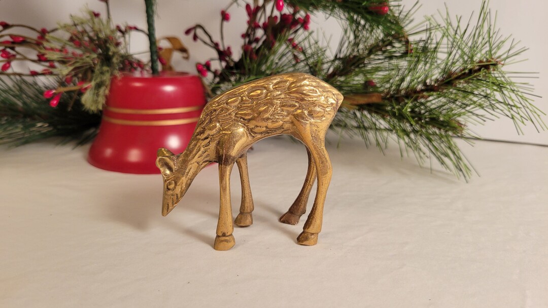 Vintage Small Brass Deer Figurine Knick Knack Birthday Valentine's Gift ...