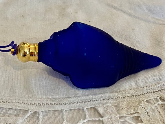 Vintage Cobalt Blue Glass Sea Shell Scent Bottle with… - Gem