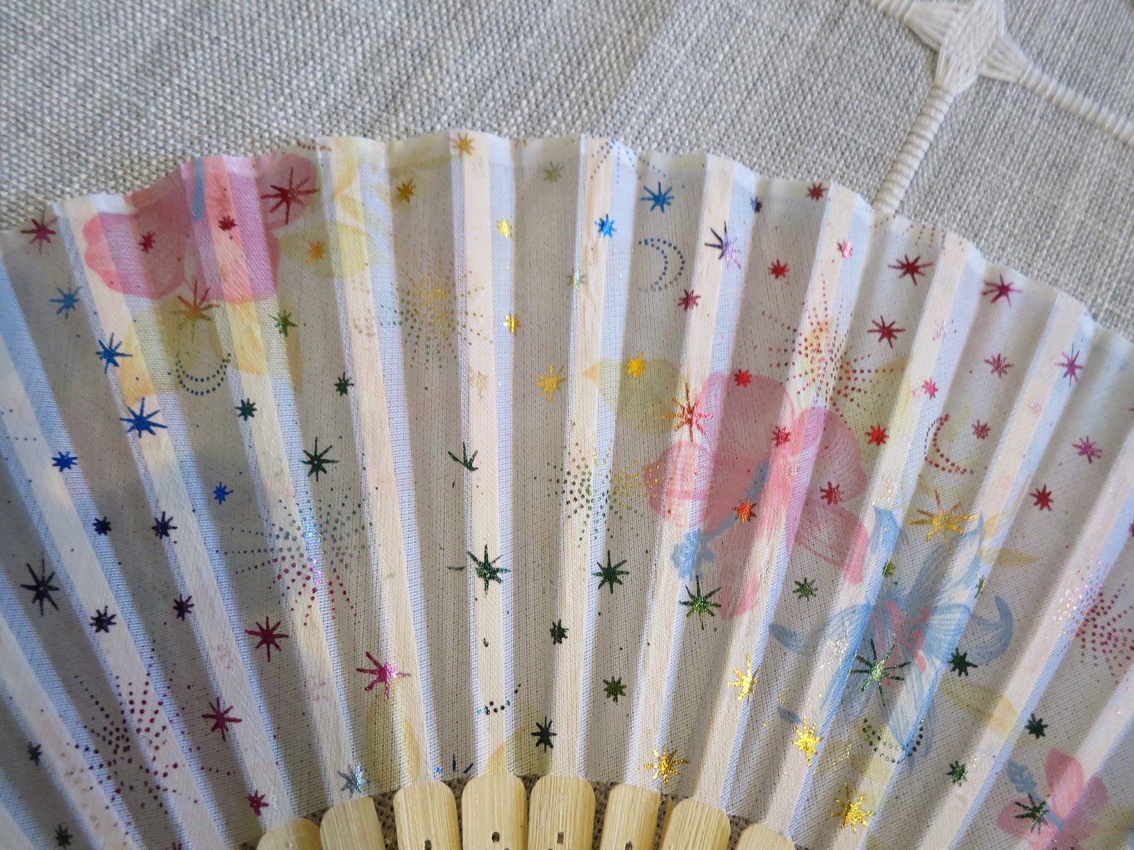 Pretty Chinese Fan With Shining Moons and Stars Design - Etsy