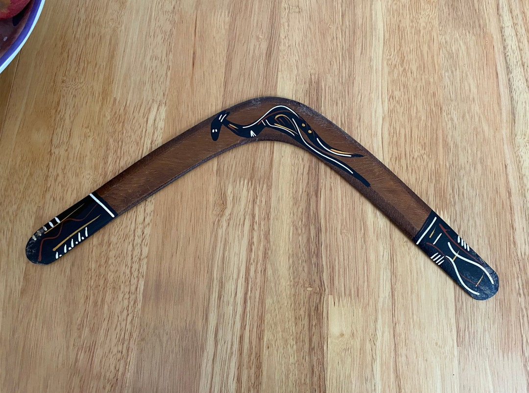 Vintage Australian Hand Painted Boomerang With Traditional Designs ...